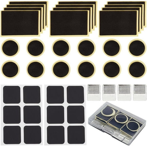 40Pcs Bicycle Tire Repair Kit Includes 36Pcs Glueless Bike Tube Patches and 4Pcs Metal Rasps ...