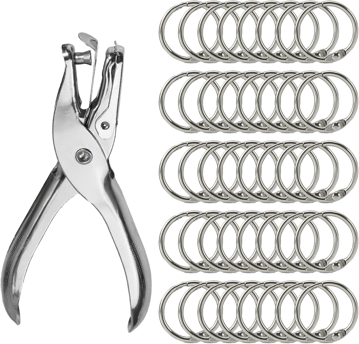 40Pcs Binder Rings 1 Inch with Single Hole Punch - Nickel Plated Steel ...