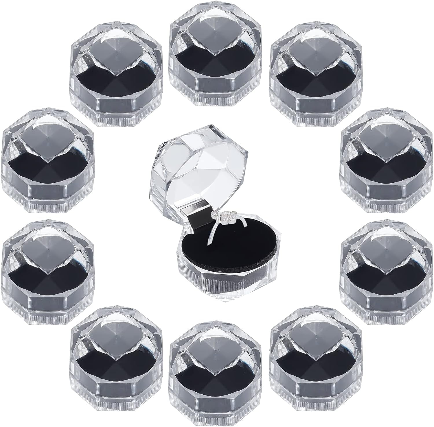 40Pcs Black Clear Plastic Ring Boxes Earrings Jewelry Storage Boxes ...