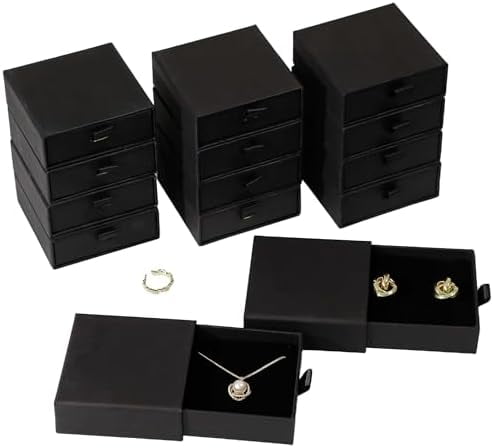 40Pcs Black Small Jewelry Boxes 3.54×3.54×1.26in Cardboard Jewelry Gift ...