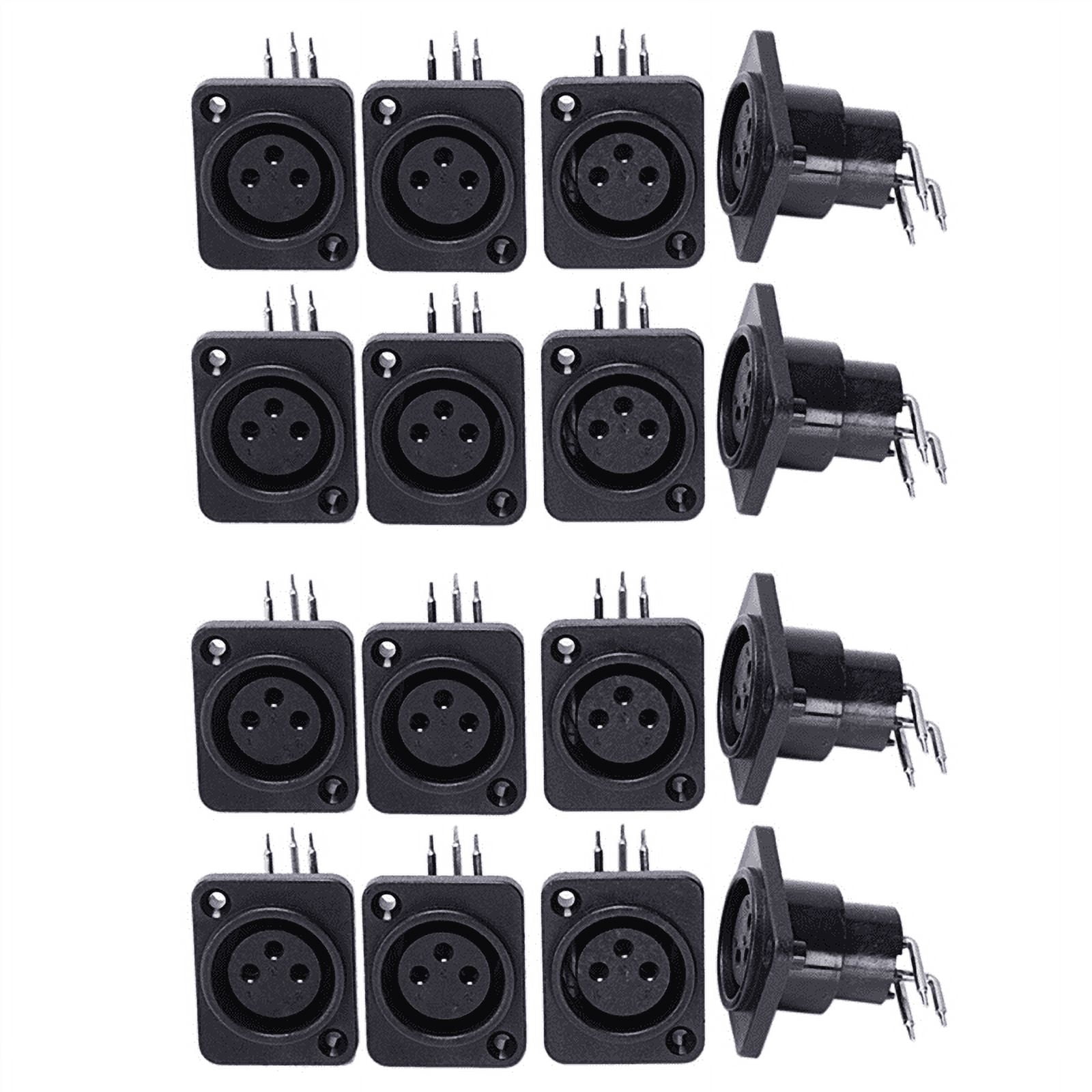 40Pcs Black XLR 3Pin Female Jack Panel Mount Chassis PCB Socket ...
