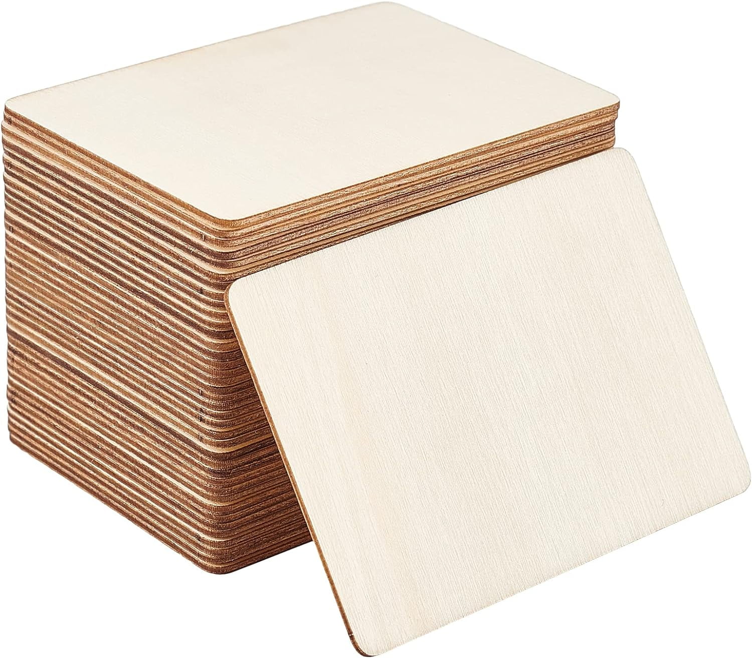 40Pcs Blank Rectangle Wood Pieces 3.4x2.5 Unfinished Rustic Blank Wood ...
