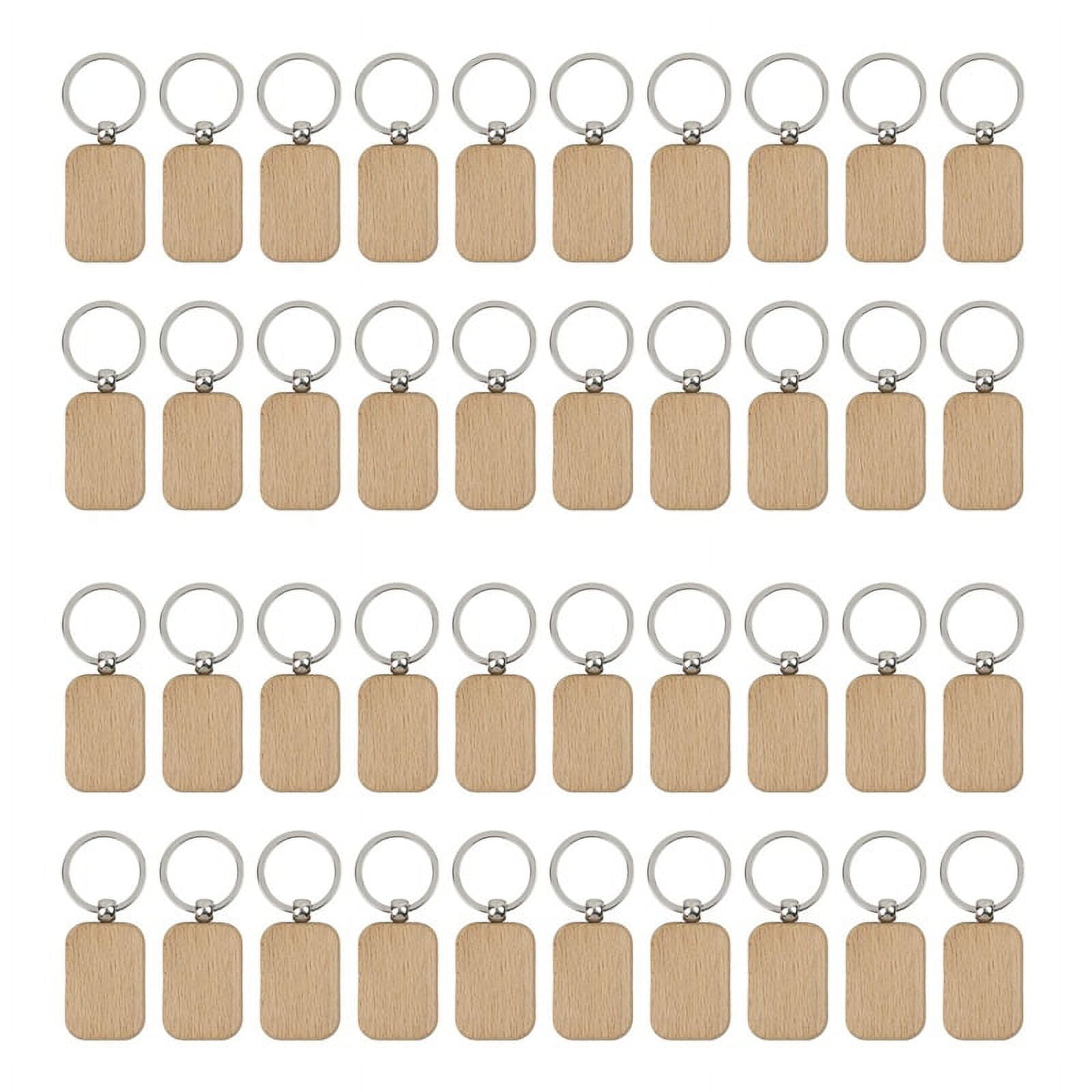 40Pcs Blank Wooden Keychain DIY Key Tag Anti-Lost Wood Accessories Gift ...