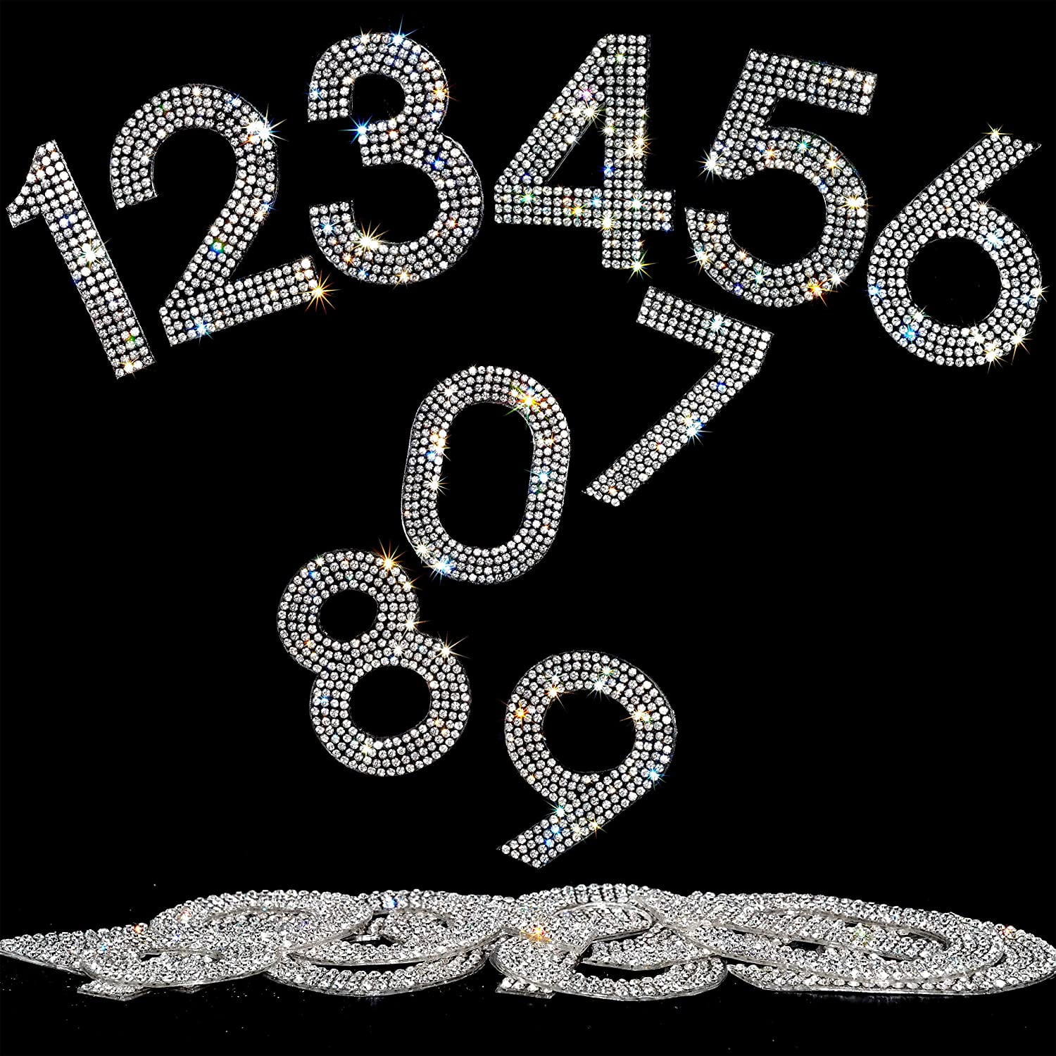 40Pcs Bling Rhinestone Numbers Self-Adhesive Glitter Number Stickers ...