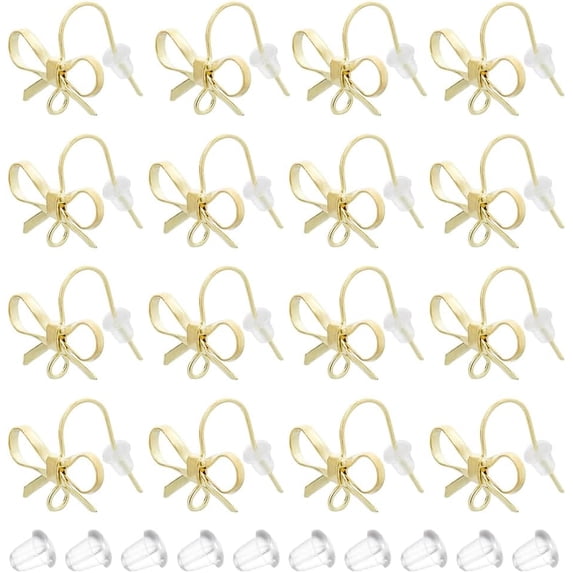 40Pcs Bowknot Shape Bowknot Ear Wire with Vertical Loops 50Pcs Plastic ...