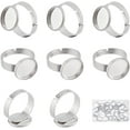 40Pcs/Box Stainless Steel Ring Bezel Blanks 12mm Cabochon Base Setting ...