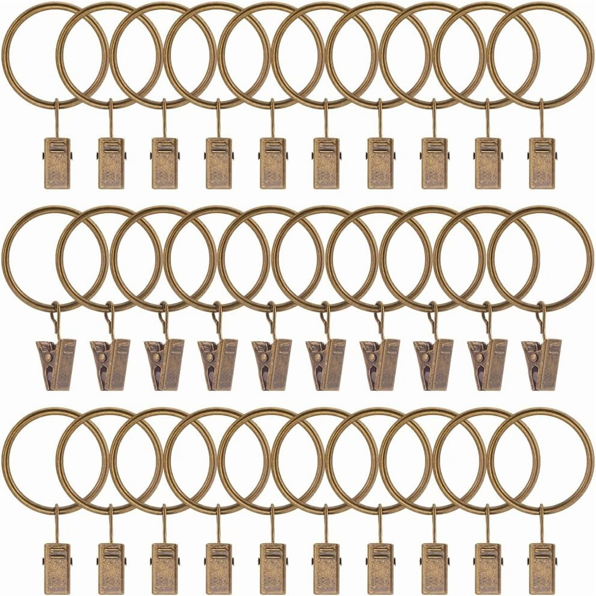 40Pcs Bronze Curtain Ring Clips Drapery Rod Clips Metal 1.5 Inch Circle ...