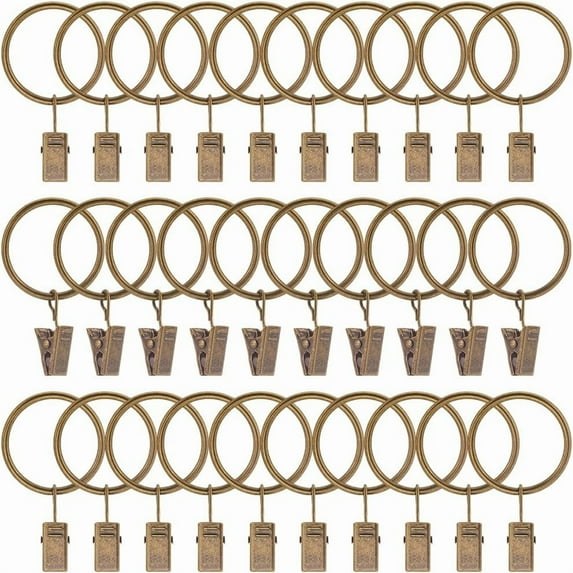 40Pcs Bronze Curtain Ring Clips Drapery Rod Clips Metal 1.5 Inch Circle ...
