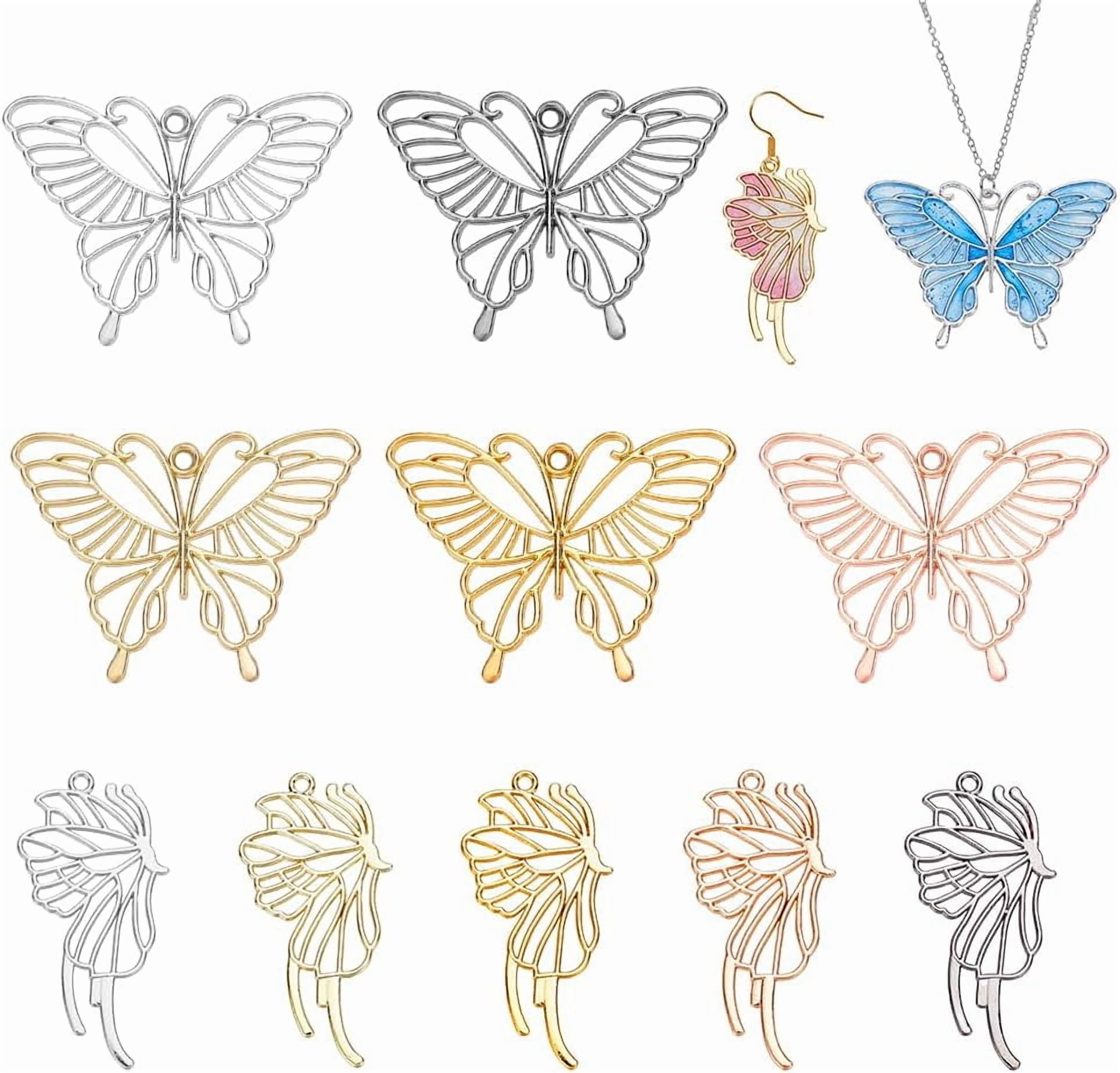 40Pcs Butterfly Open Bezel Charms Pendants 10 Styles Open Bezels for ...