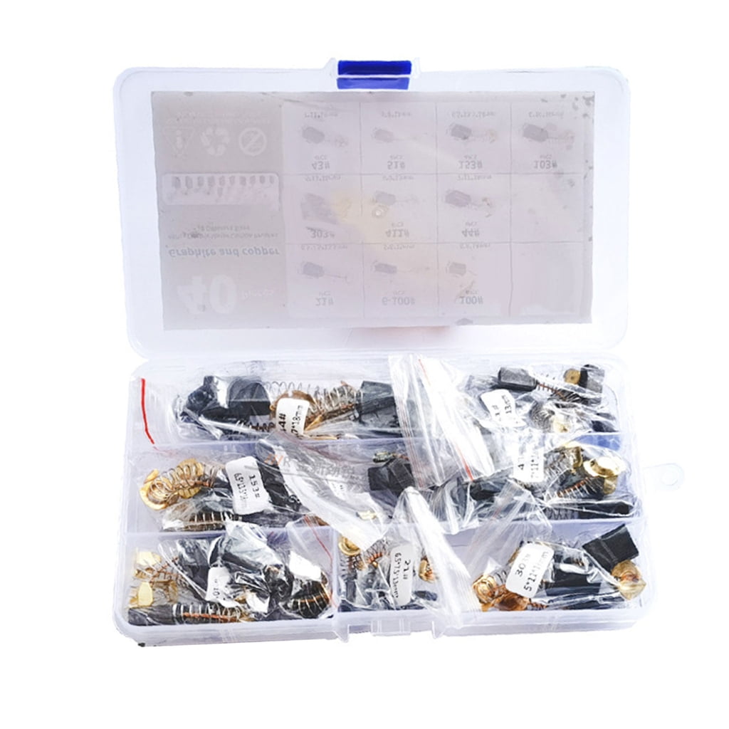 40Pcs Carbon Motor Brush Set (10 Sizes) Electric Motor Brushes Power ...