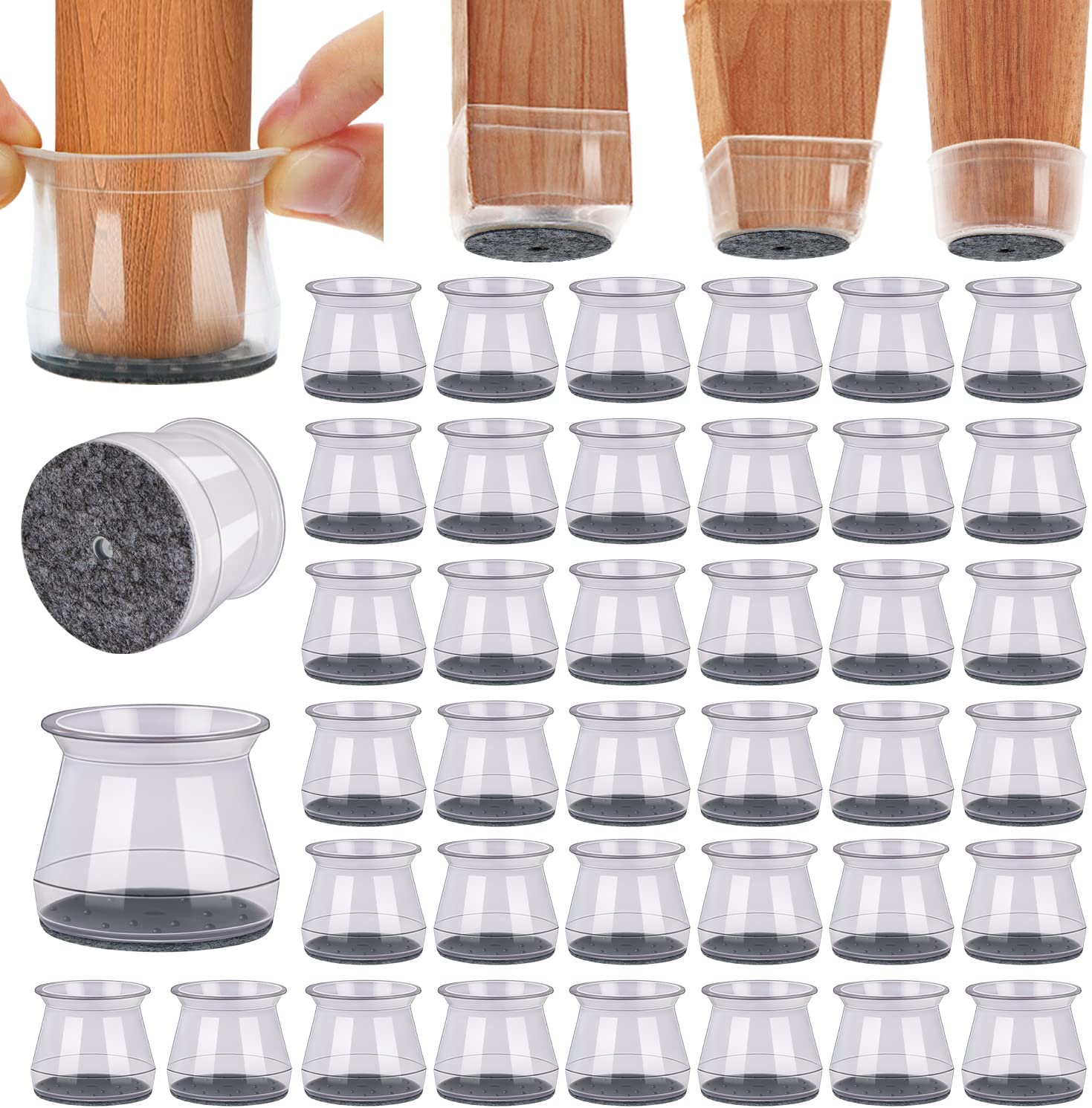 40Pcs Chair Leg Floor Protectors Chair Leg Protectors for Hardwood ...