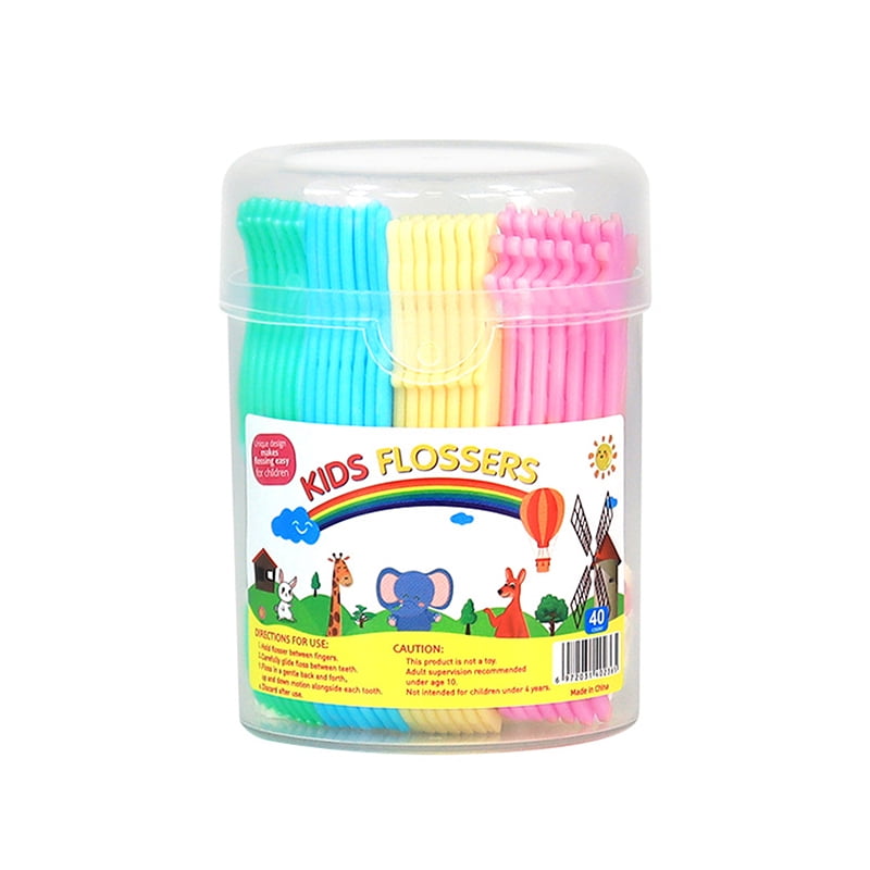 40Pcs Children's Dental Floss Four Cartoon Animal Shape Toothpicks ...