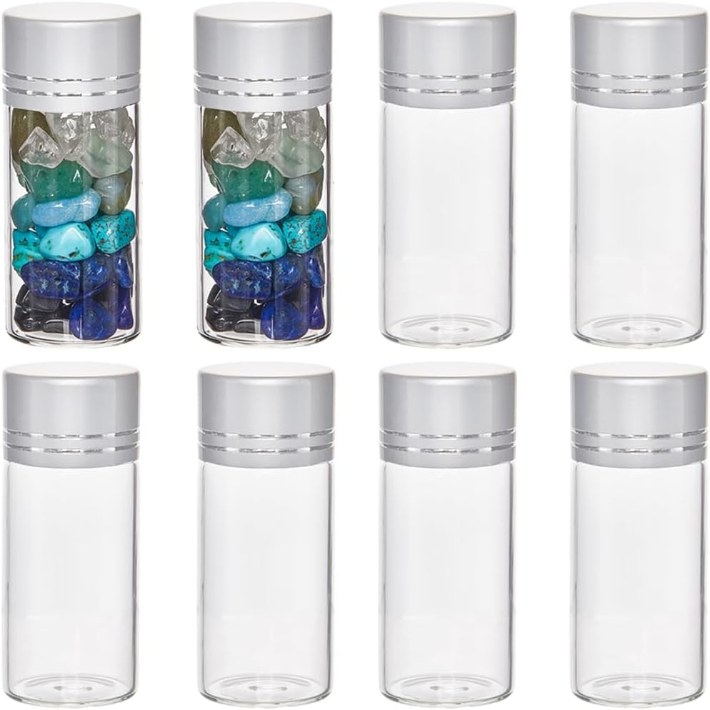 40Pcs Clear Glass Bottles Bead Containers Screw Top Bead Storage Tubes ...