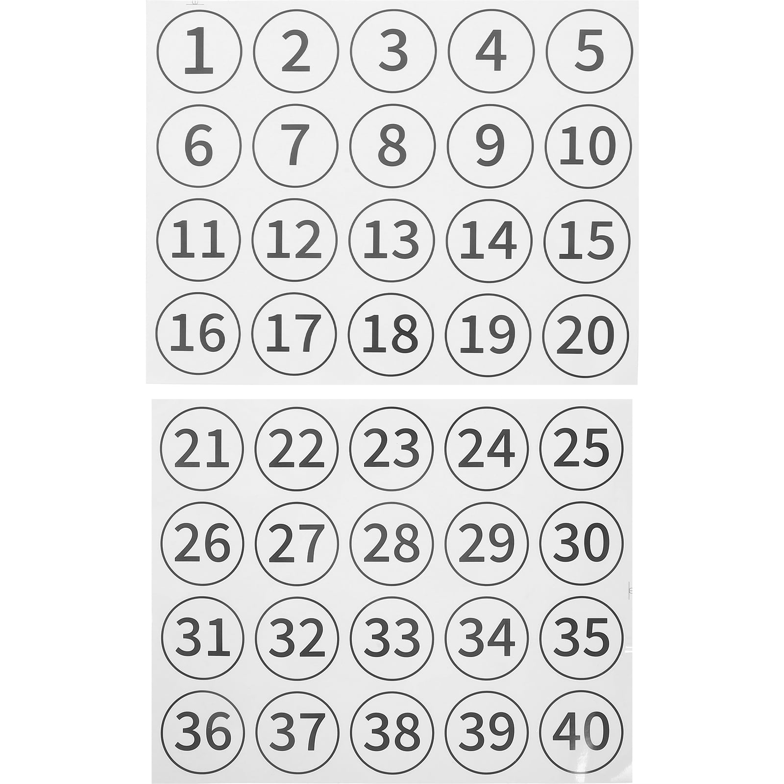 40Pcs Clear PVC Number Stickers Self Adhesive Consecutively Numbered ...