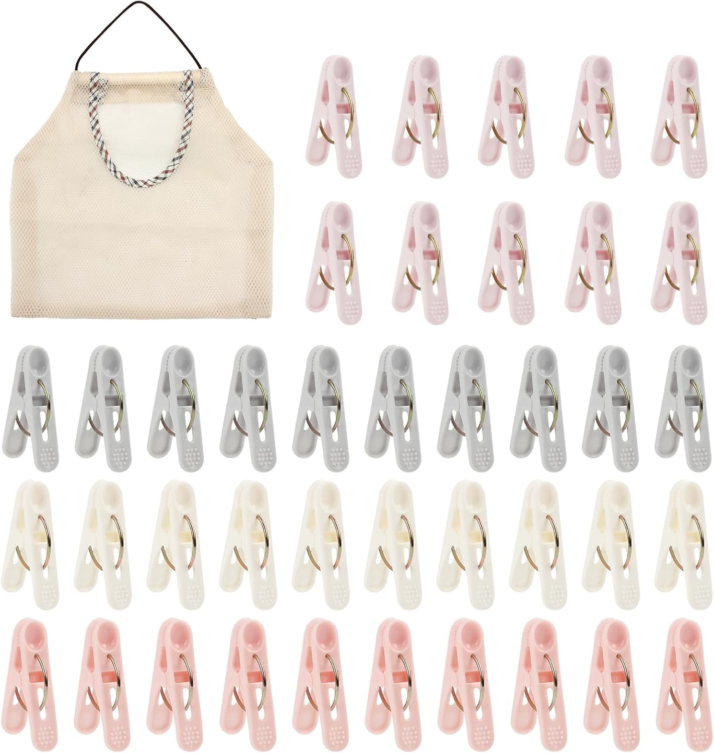 40Pcs Clothes Pegs for Washing Line with Bag, Strong Grip Non Slip ...
