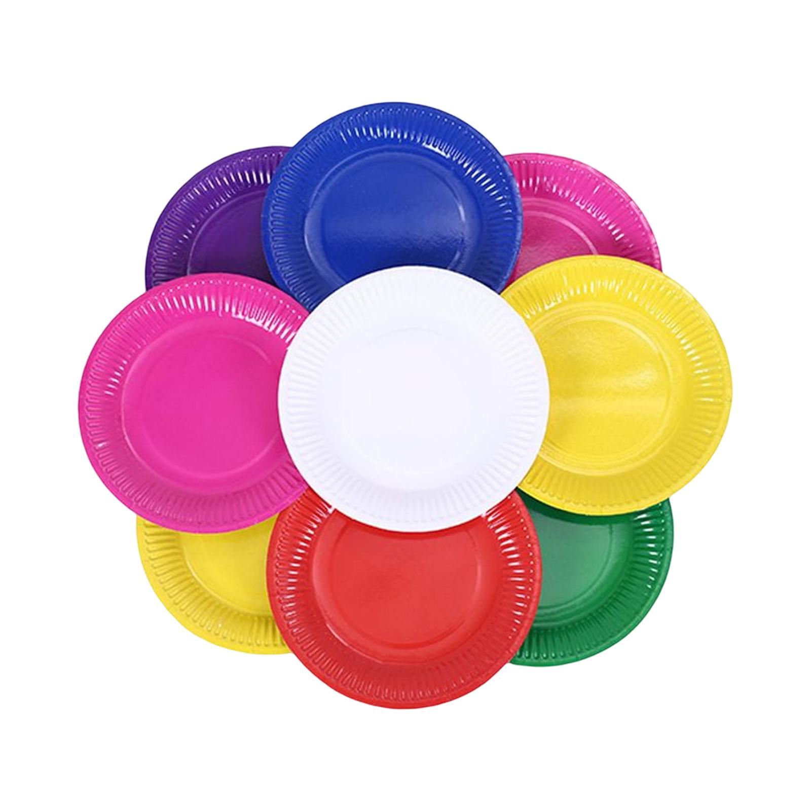 40Pcs Coloured Paper Plates Multi Colors Classroom Party Supplies Round ...