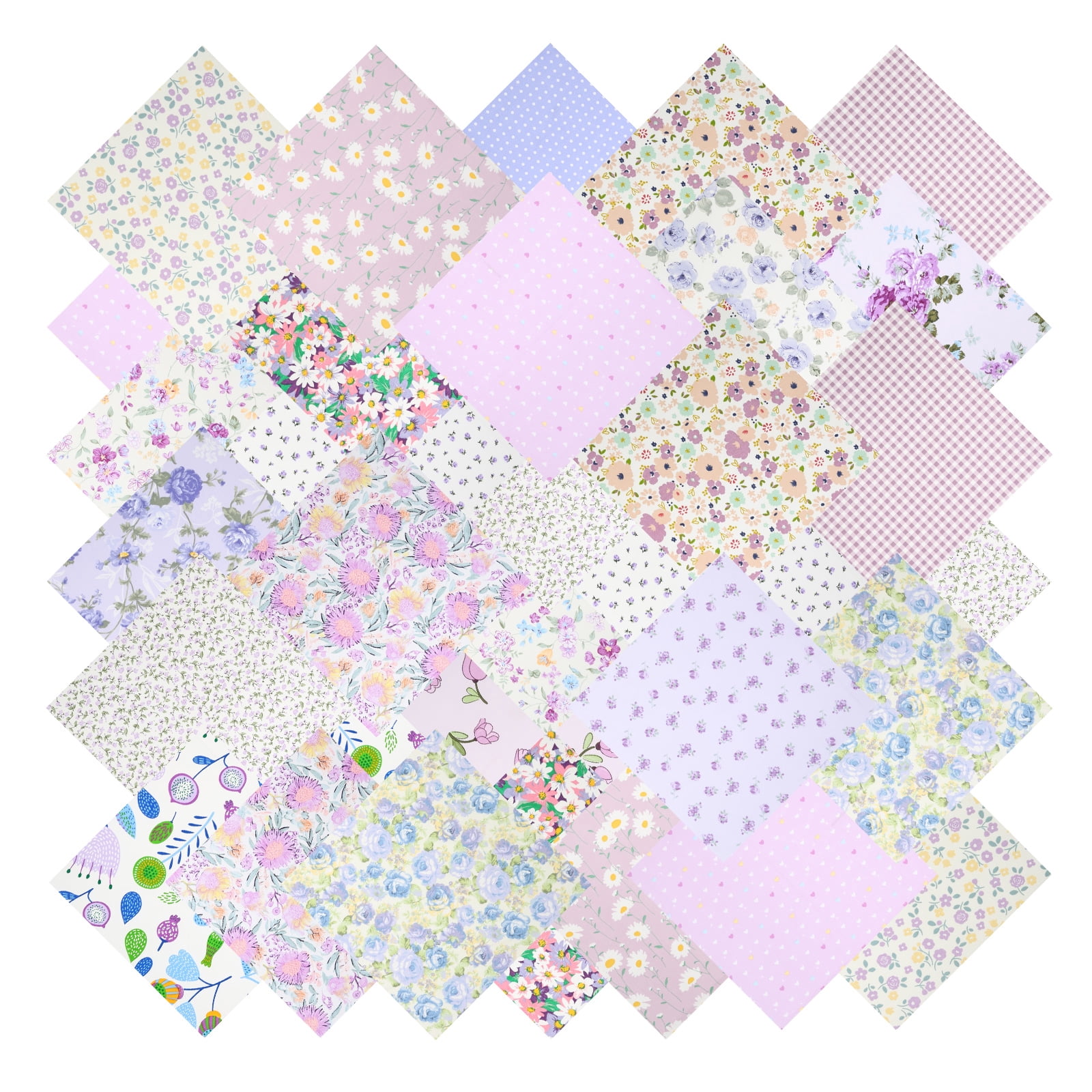 40Pcs Cotton Fabric Squares for Quilting 9.84 x 9.84 inches Precut ...