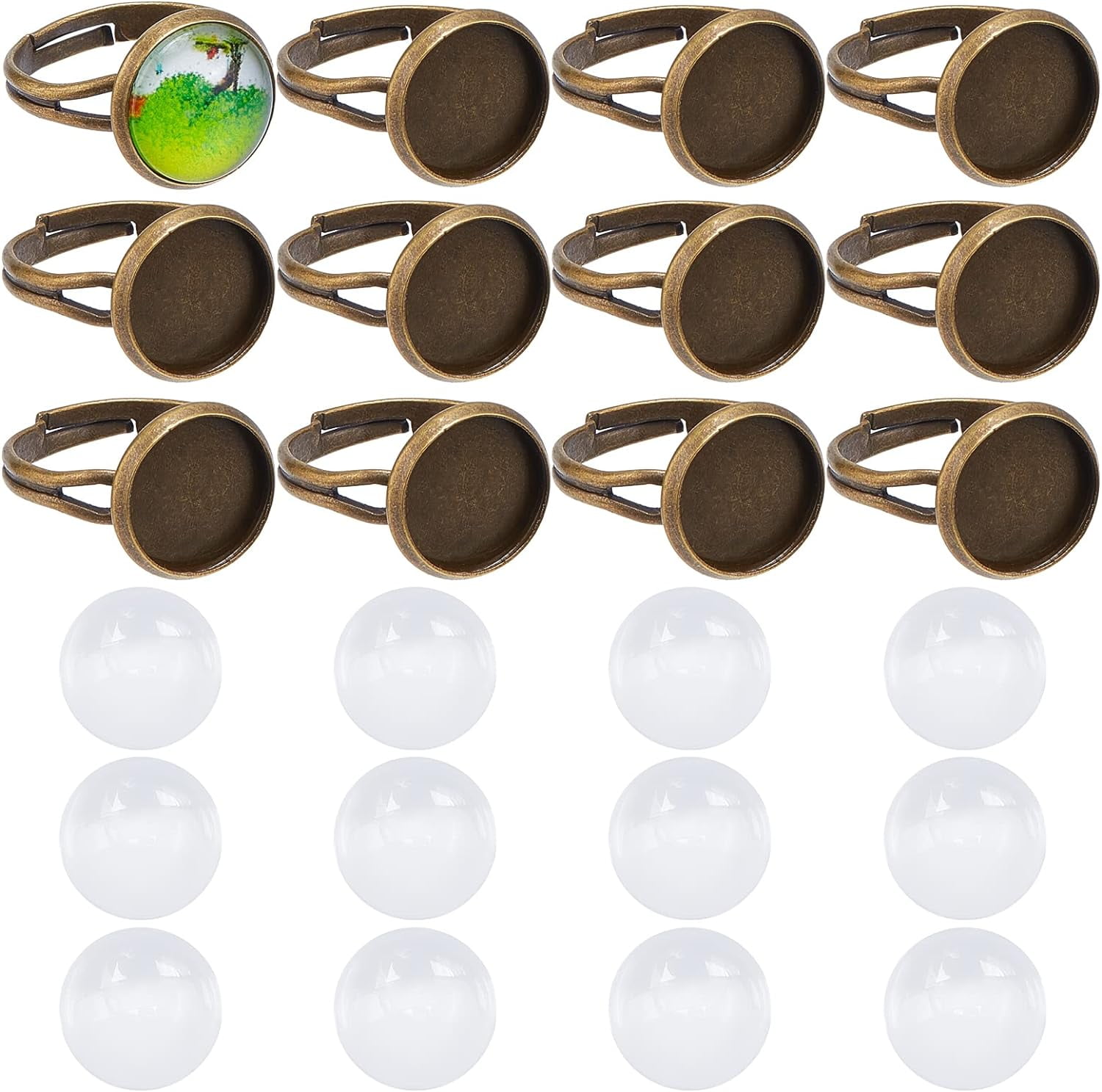 40Pcs DIY 20 Set Vintage Style Brass Finger Ring Base Adjustable Rings ...