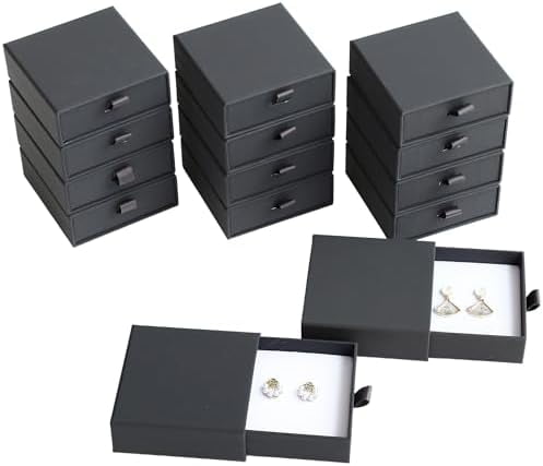40Pcs Dark Gray Small Jewelry Boxes 3.54×3.54×1.26in Cardboard Jewelry ...