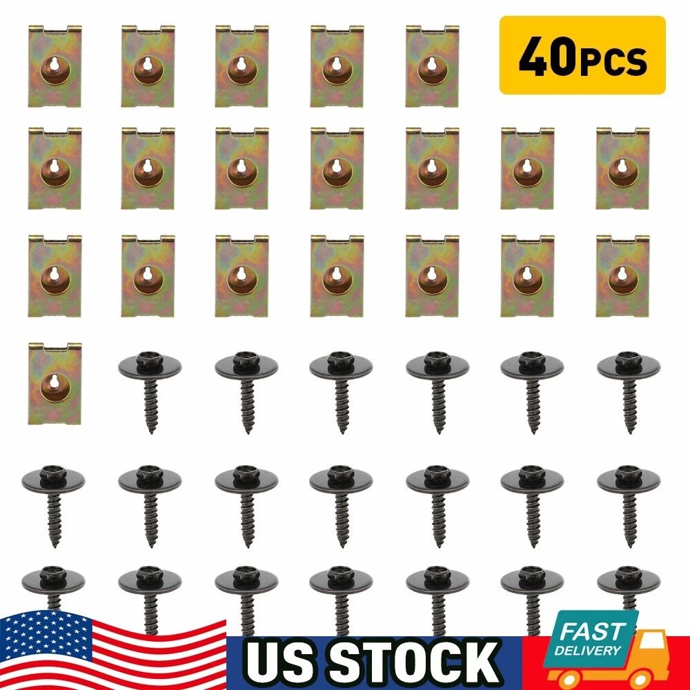 40Pcs Engine Under Cover Splash Shield Body M6 Bolts U-nut Clip for ...