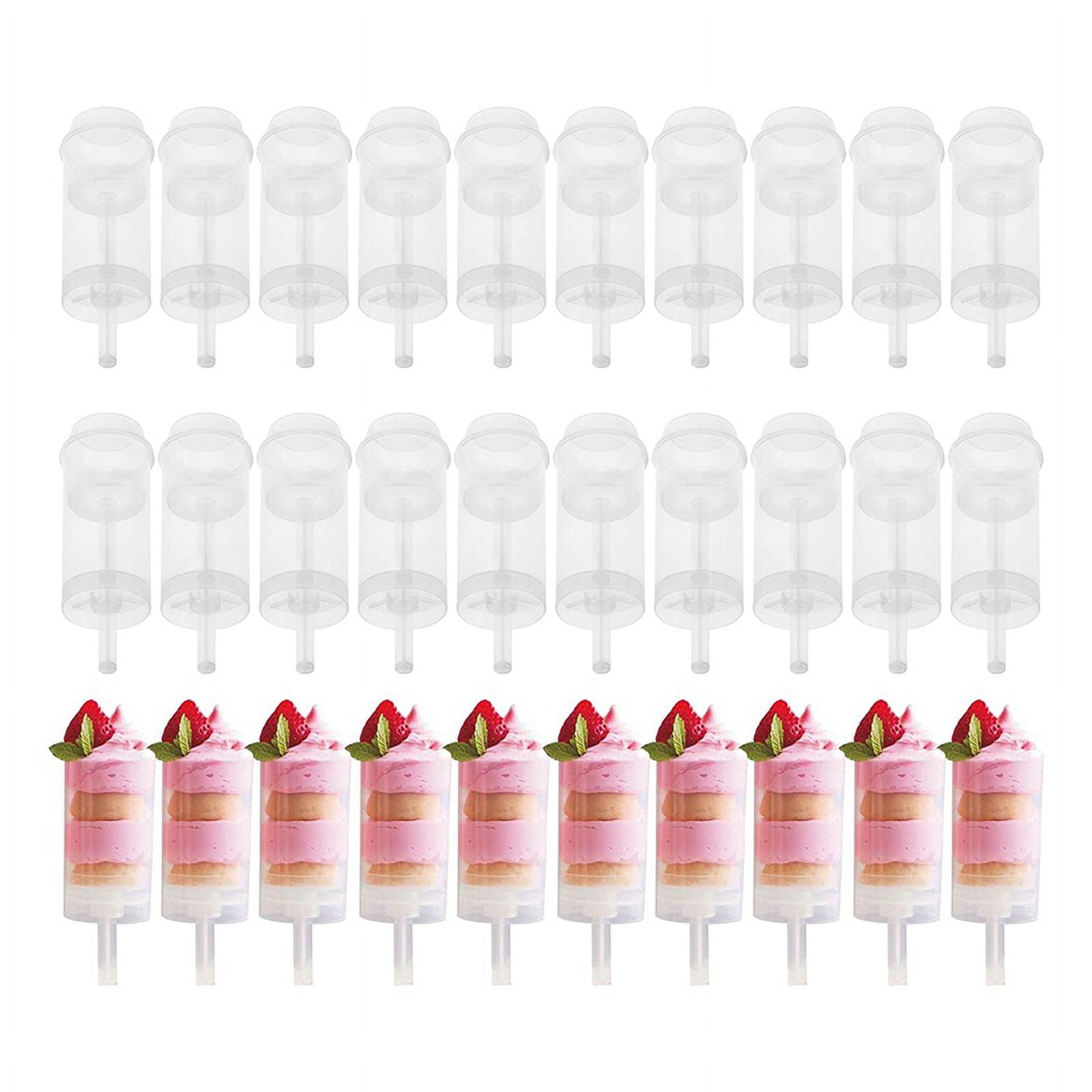 40Pcs Food Pusher Round Shaped Push-Pops Cake Cup with Lid Cake Push ...