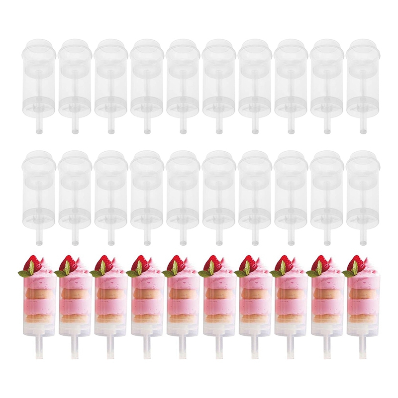 40Pcs Food Pusher Round Shaped Push-Pops Cake Cup with Lid Cake Push ...