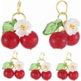40Pcs Glass Pendants Cherry with Resin and Gloden Jump Rings Red 20 ...