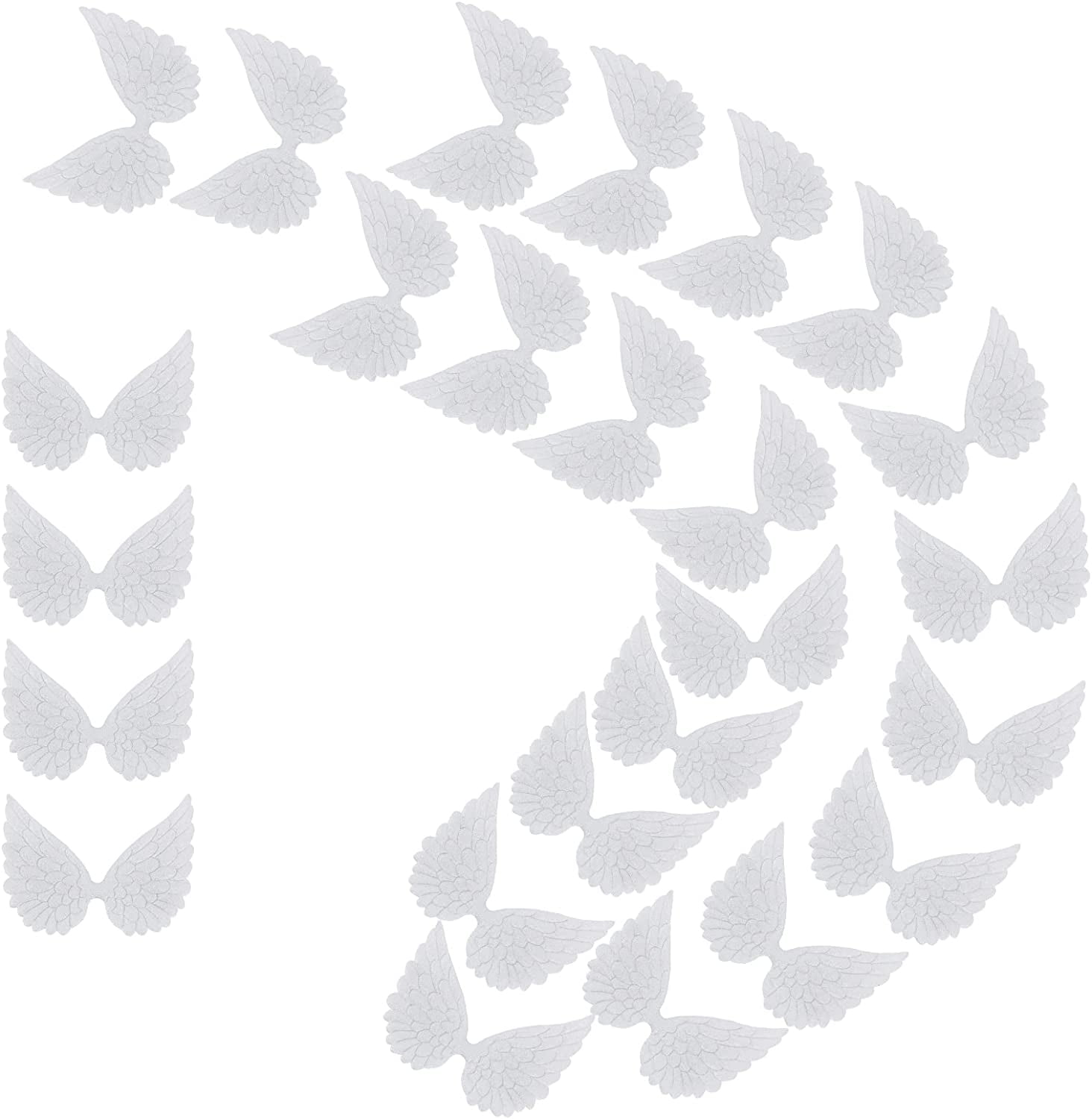 40Pcs Glitter Angel Wings Fabric White Embossed Mini Wings Patches ...