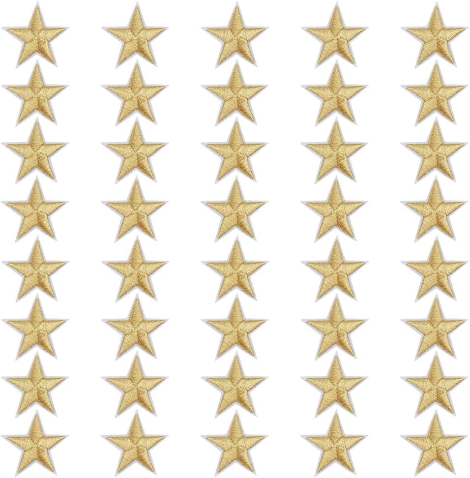 40Pcs Gold Star Iron on Patch Applique Badge Patch 5 Star Sew On ...