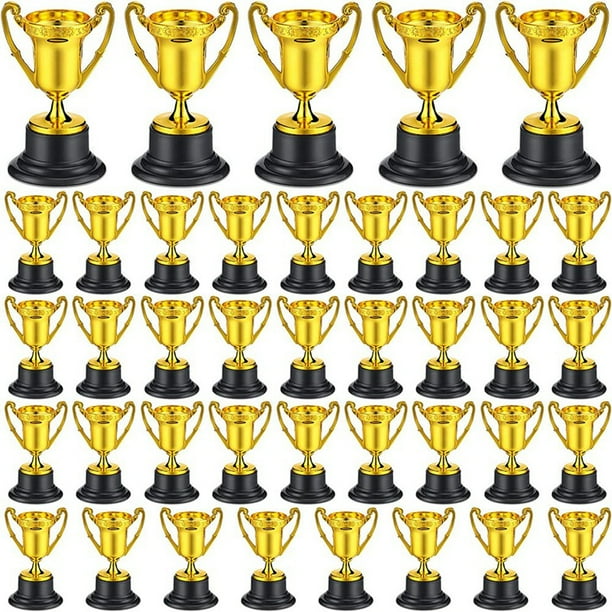 40Pcs Golden Award Trophy Cups Plastic Gold Mini Awards and Kids ...