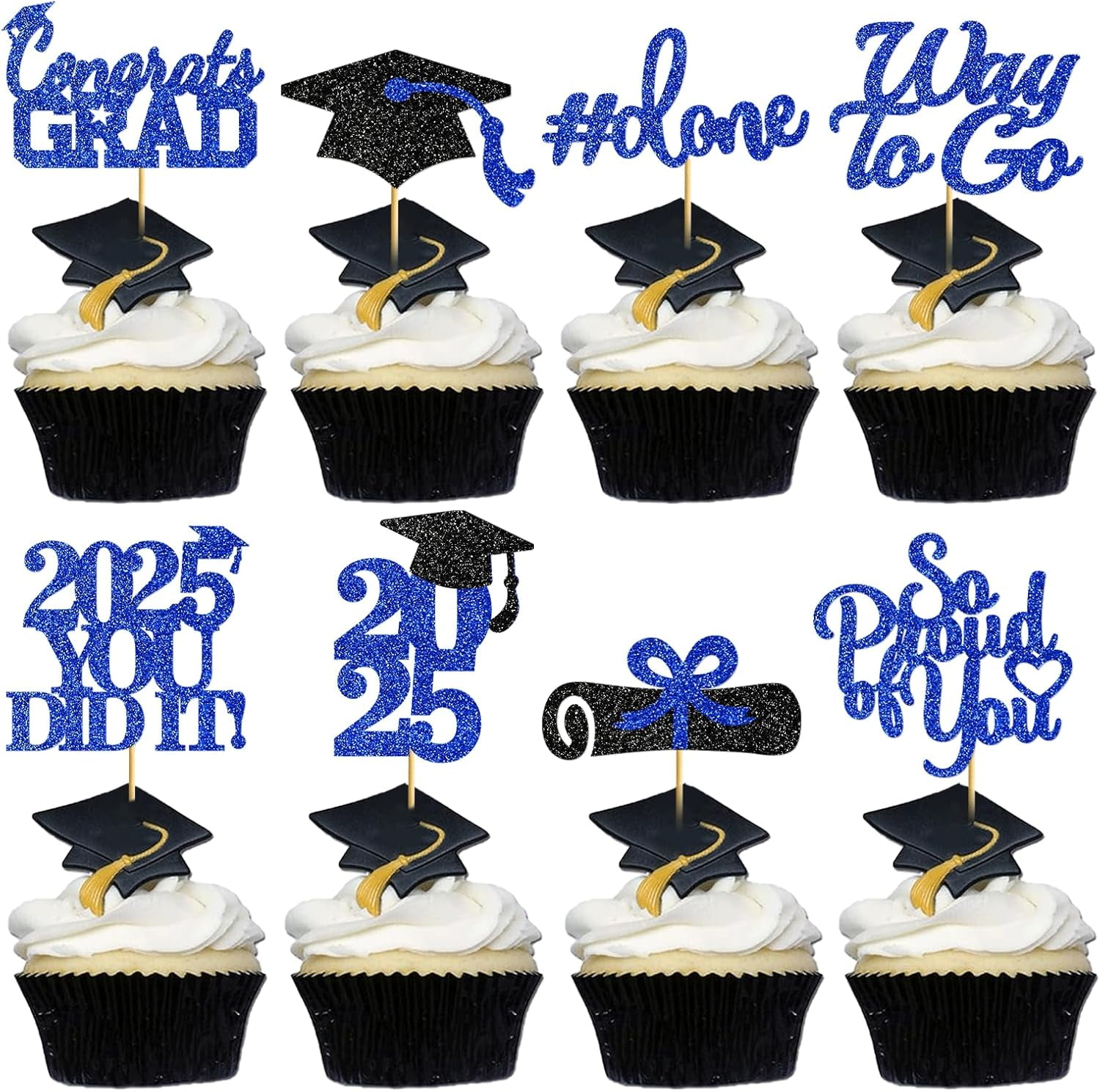 40Pcs Graduation Cupcake Toppers 2025 Graduation Decorations Class of ...