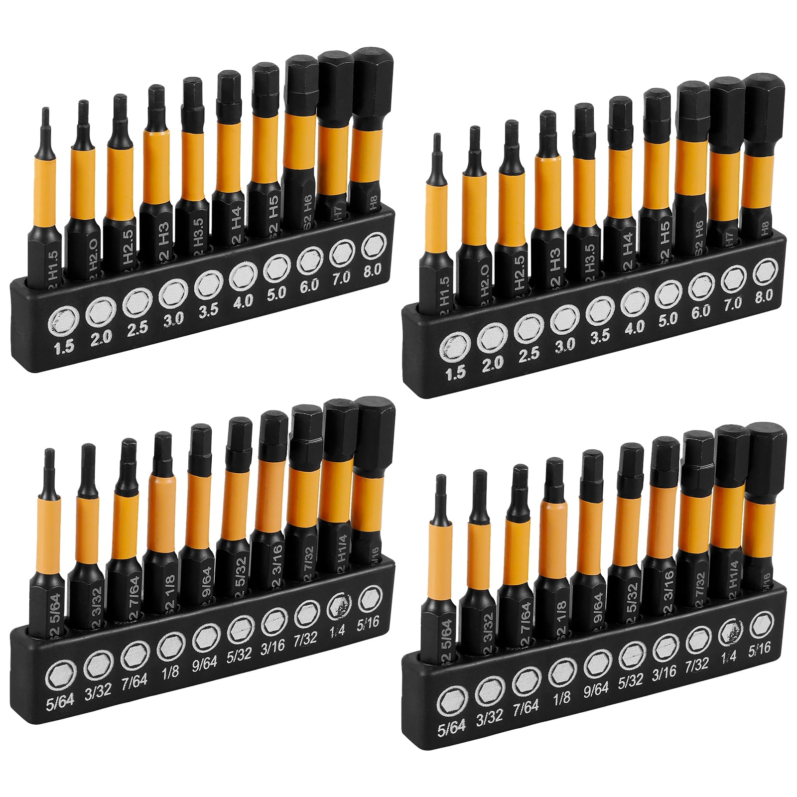 40Pcs Impact Hex Head S2 Alloy Steel Allen Wrench Drill Bit Torque ...