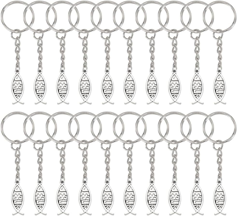 40Pcs Jesus Fish Keychains 3.15 inch Christian Keychain Religious ...