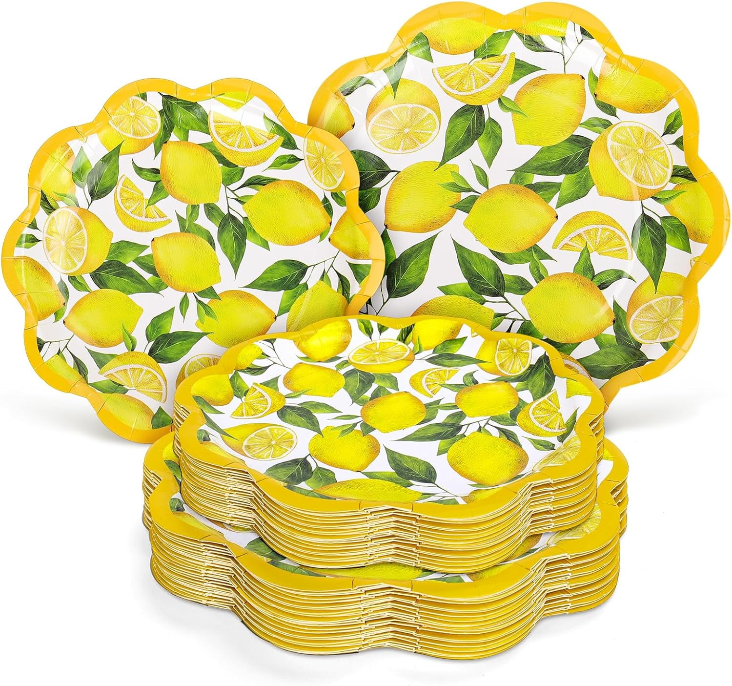 40Pcs Lemon Paper Plates - Watercolor Lemon Pattern Disposable Plates ...