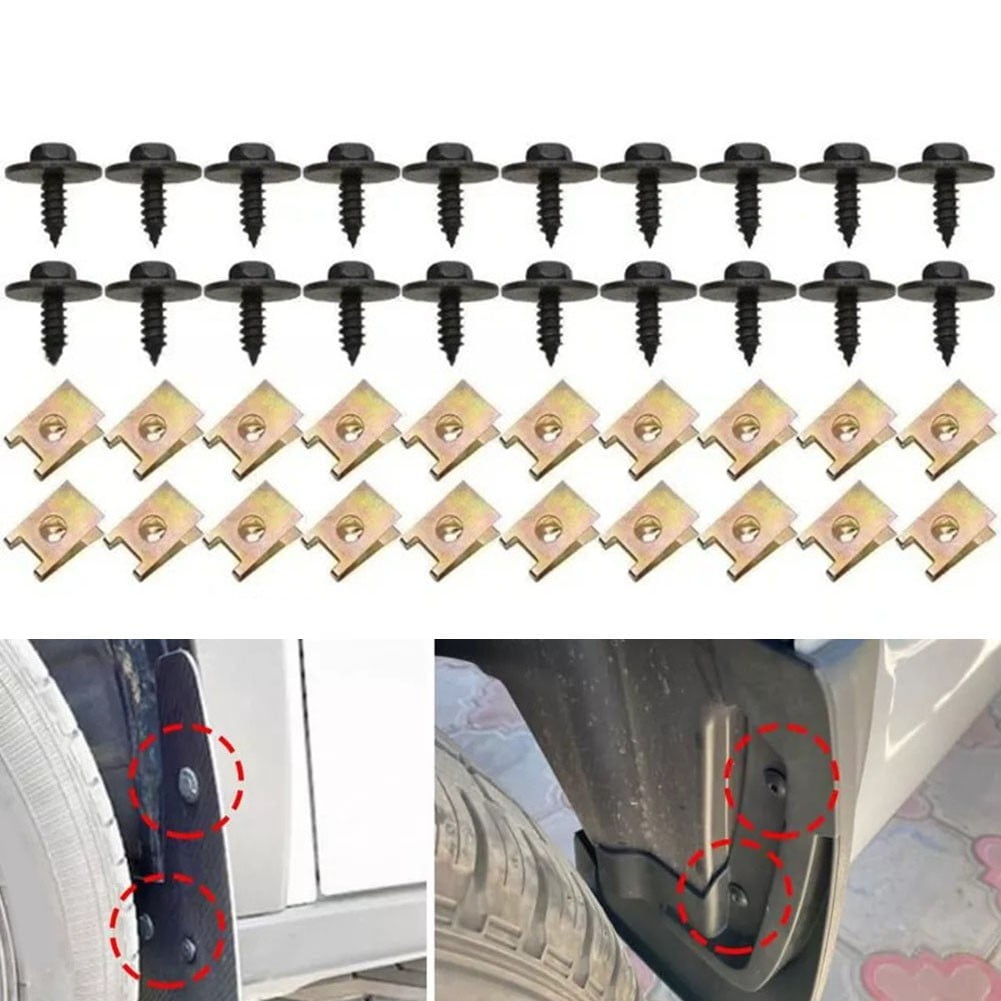 40Pcs Metal Car Screw Body Fender Bumper Retainer U Nut Clips Gasket ...