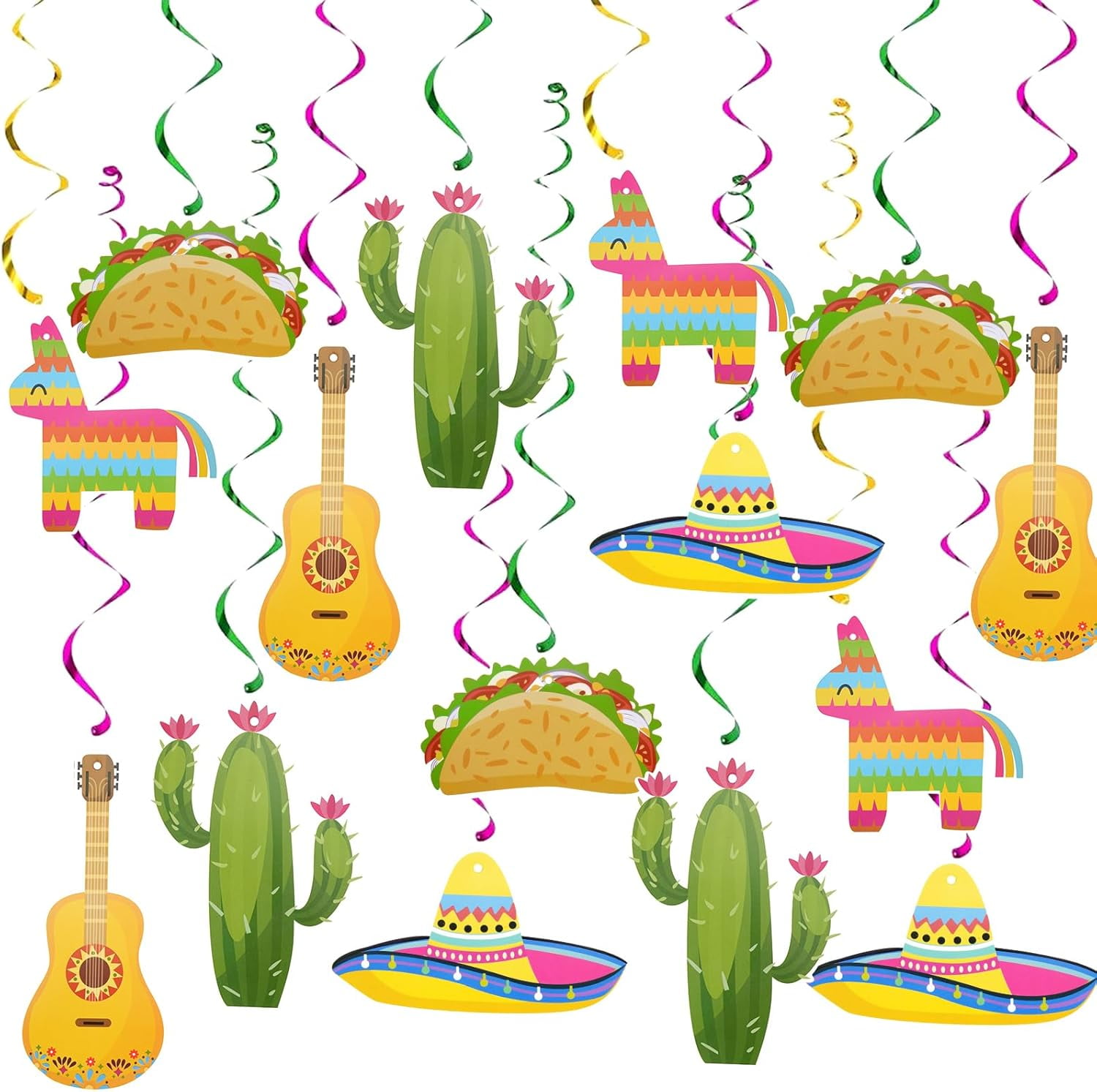 40Pcs Mexican Hanging Swirl Decorations, Mexican Fiesta Cinco De Mayo ...