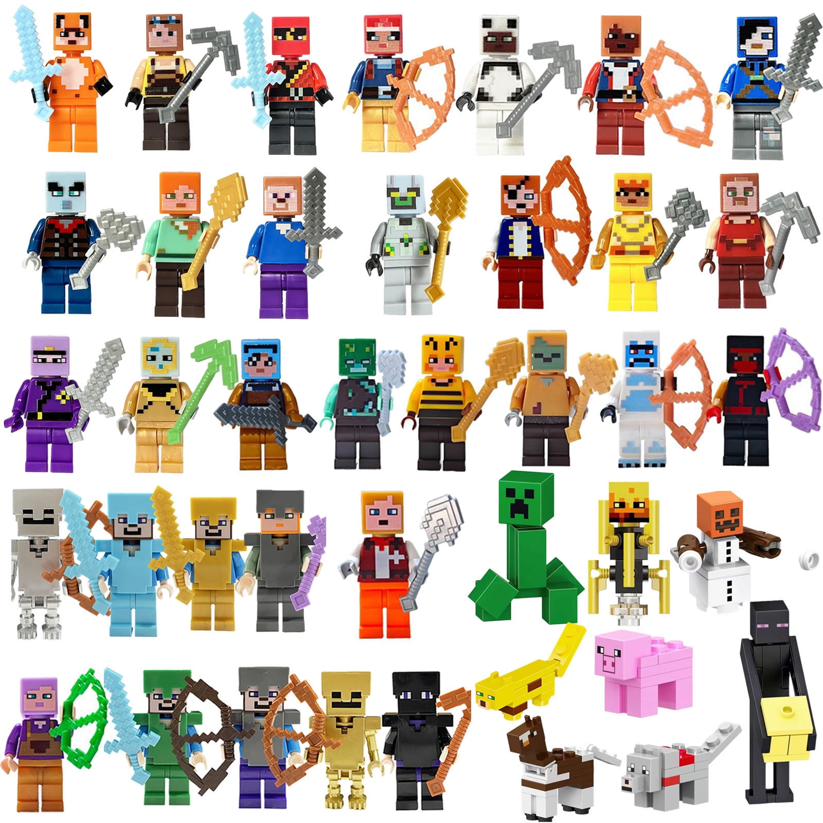 40Pcs Mine-craft Mini Action Figures & Accessory Building Toys party ...