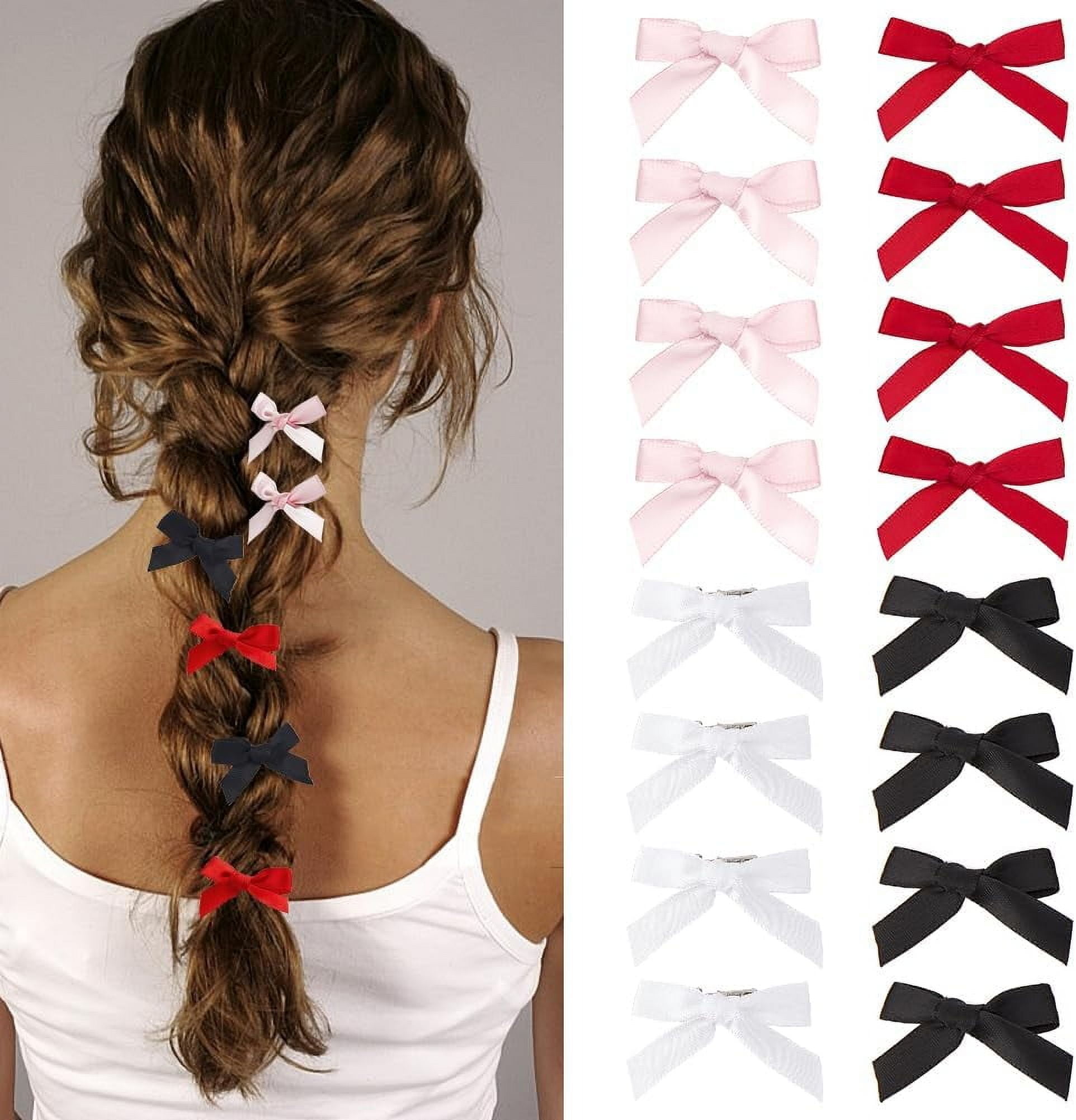 40Pcs Mini Bowknot Hair Clips 4 Colors Small Hair Barrette Claws French ...