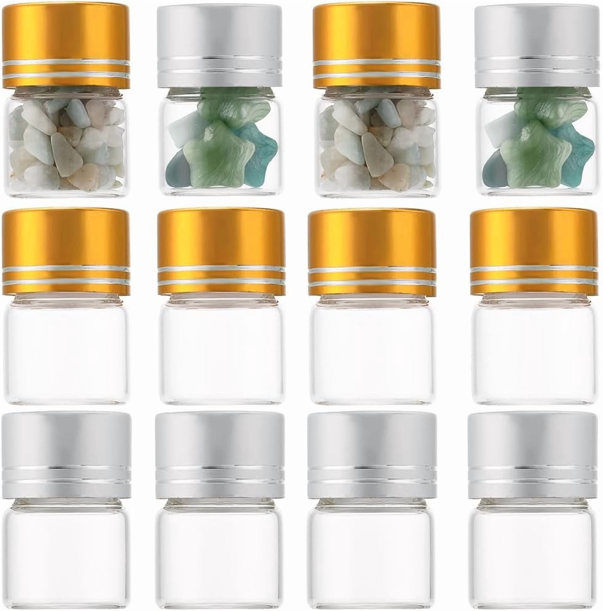 40Pcs Mini Jars 5ml Small Glass Vials with Aluminum Screw caps Tiny ...