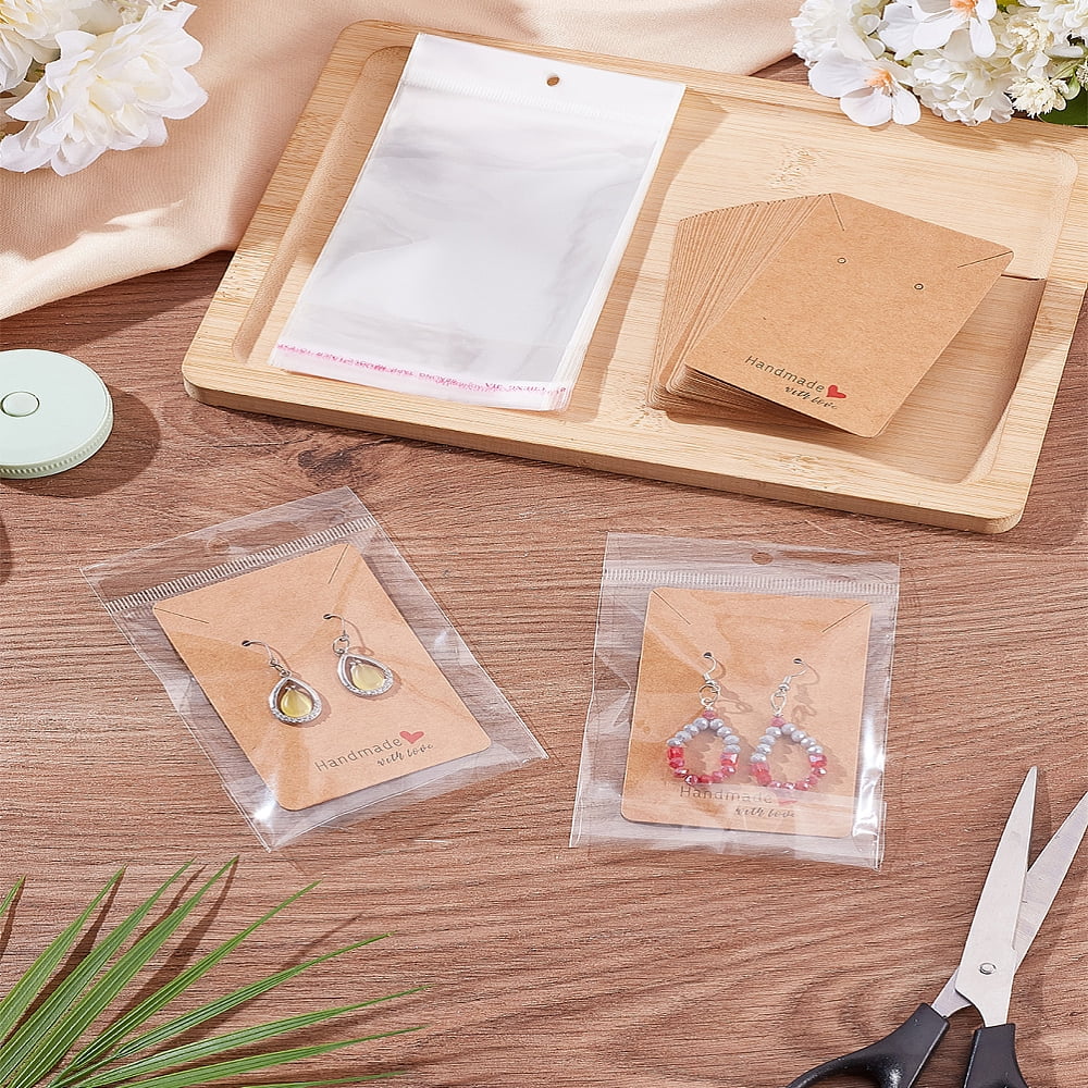 40Pcs Paper Jewelry Display Cards Rectangle Hanging Cards with OPP Bags ...