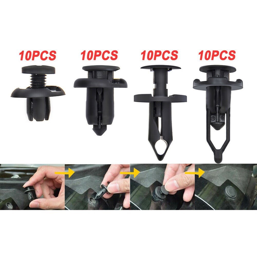 40Pcs Plastic Rivet Fastener Clips Push-Type Pin Retainer Car Bumper ...