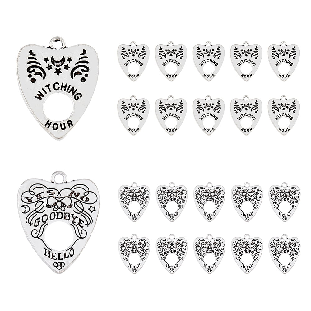 40Pcs Platinum Charms (2 Styles: Witching Hour Hello & Goodbye) Alloy ...