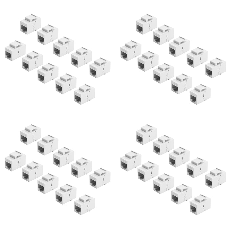 40Pcs RJ45 Connector Jack Cat6 Extension Coupler Ethernet Network LAN ...