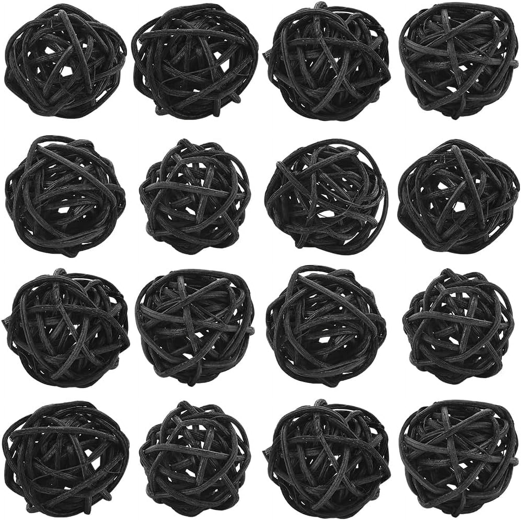40Pcs Rattan Ball Ornaments Wicker Balls Bulk 3mm Black Small Round ...