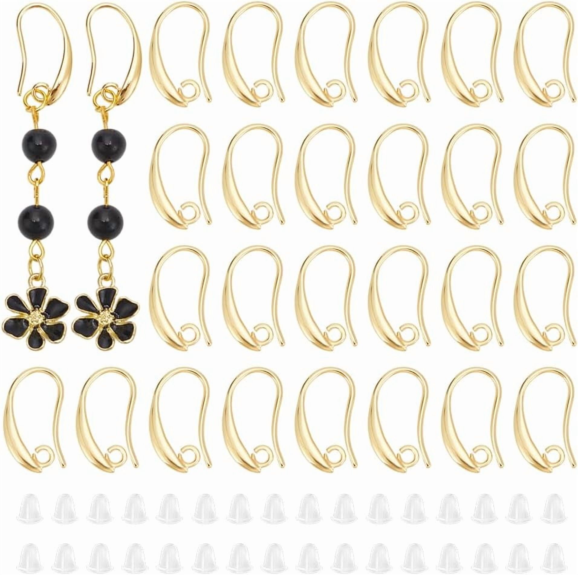40Pcs Real 18K Gold Plated Earring Hooks U-Shape Ear Wires Metal ...