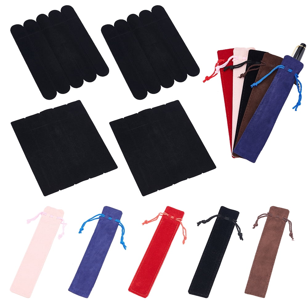 40Pcs Rectangle Oval Velvet Pen Drawstring Bag with Polyester Cord for ...