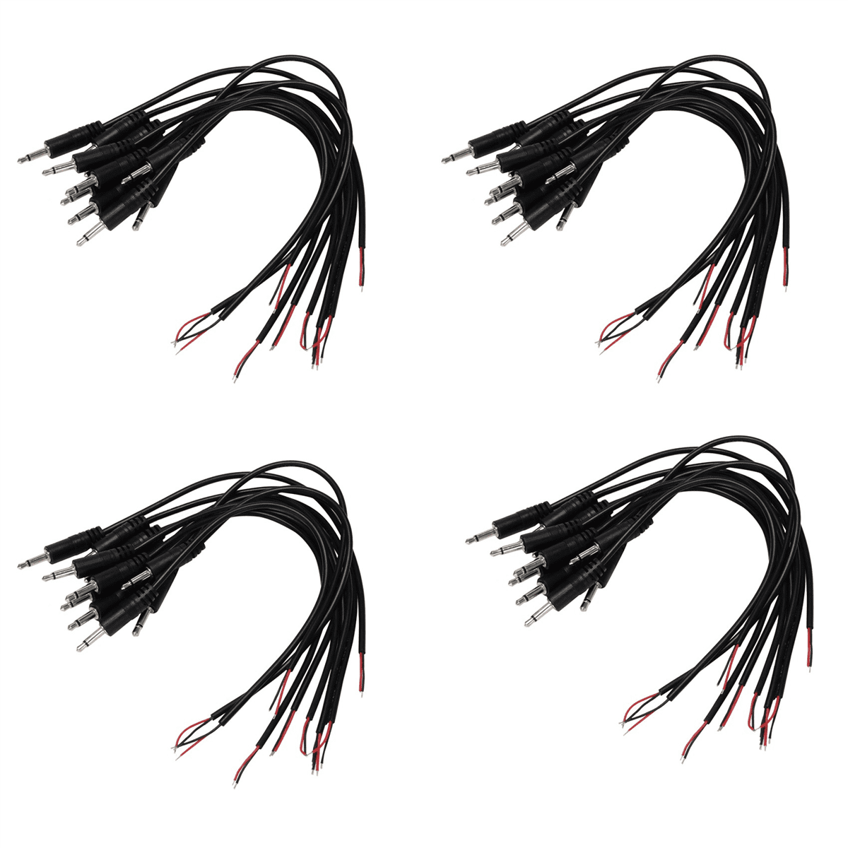 40Pcs Replacement Male Plug to Bare Wire Open End 2 Pole Mono 1/8Inch 3 ...