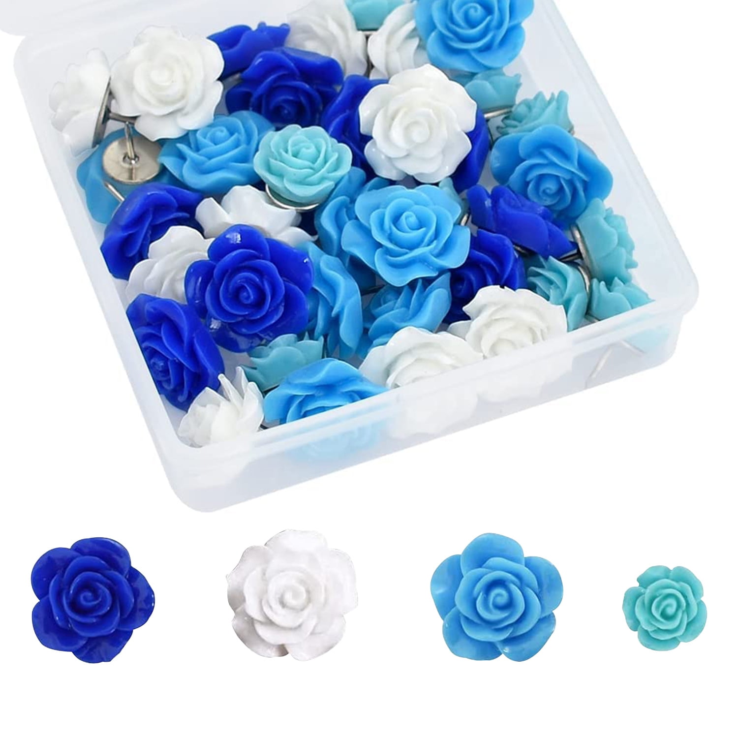 40Pcs Rose Theme Push Pins Rose Thumb Tacks for Cork Board Flower Push ...
