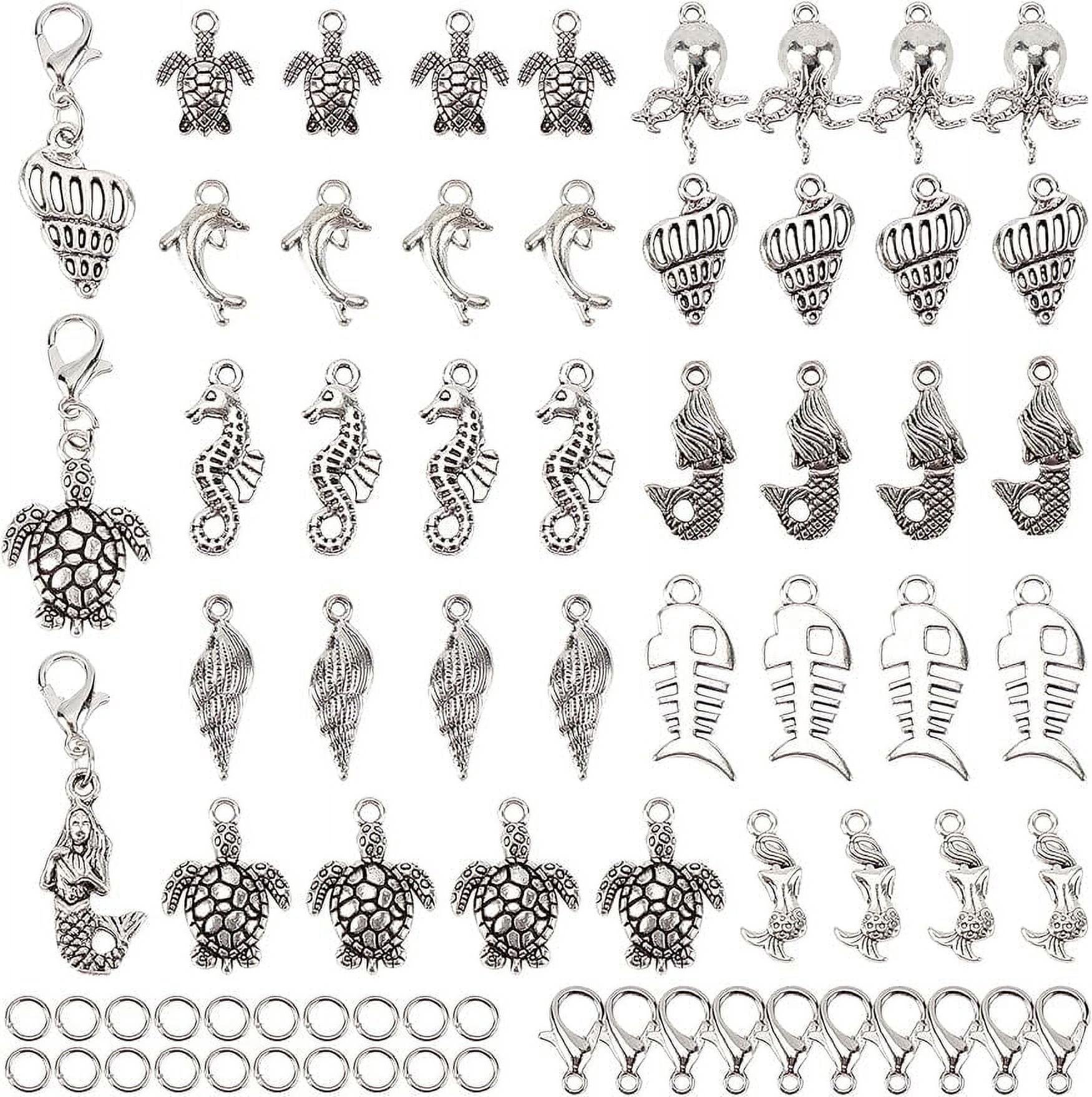 40Pcs Sea Animal Charms Turtle Mermaid Seahorse Charm Clip On Bracelets ...