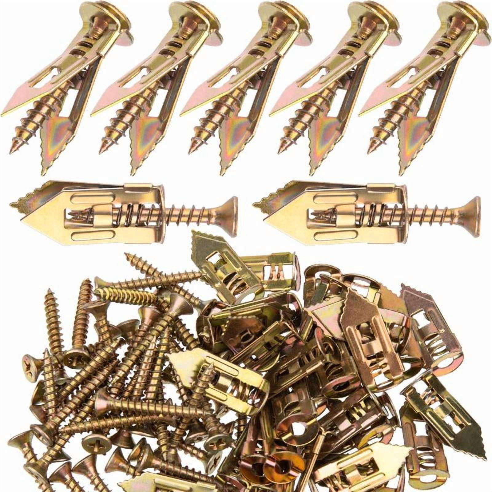 40Pcs Self-Drilling Anchor Screws, Zinc Plated Steel Drywall Anchors ...